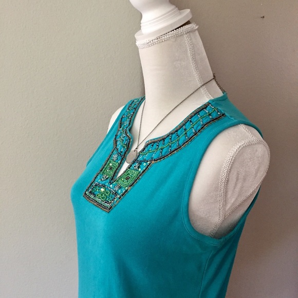 White Stag | Tops | White Stag Cotton Double Knit Embellished Top | Poshmark